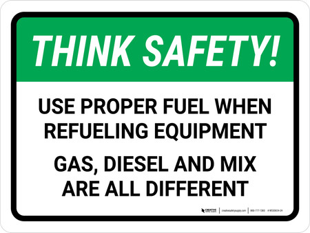 Think Safety: Think When Refueling Landscape - Wall Sign