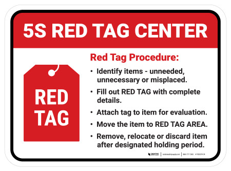 5S Red Tag Center V2 Rectangle - Floor Sign | Creative Safety Supply