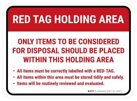 Red Tag Holding Area V2 Rectangle - Floor Sign
