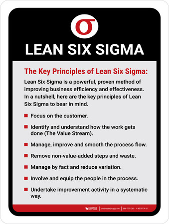Key Priniciples Of 6 Sigma Portrait - Wall Sign