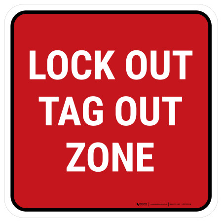 5S Lock Out Tag Out Zone Red Square - Floor Sign