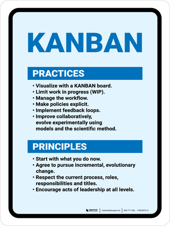 Kanban Practices Principles V2 Portrait - Wall Sign