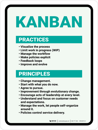 Kanban Practices Principles Portrait - Wall Sign | Creative Safety Supply
