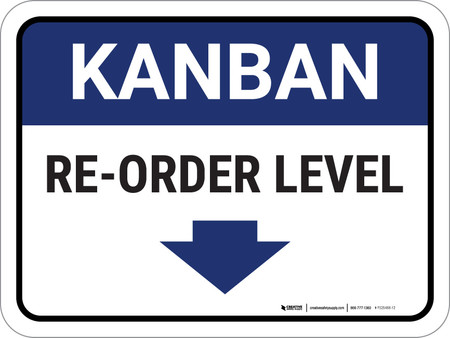 Kanban Re-order level Down Arrow Rectangle - Floor Sign
