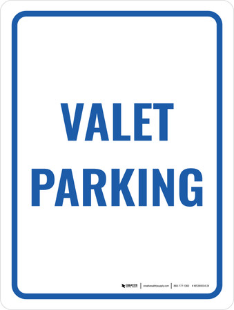 Valet Parking Sign Blue Portrait - Wall Sign | Creative Safety Supply