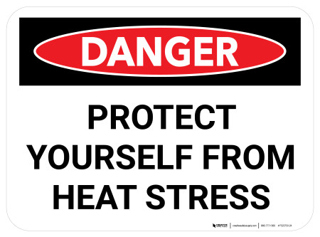 Danger Protect Yourself From Heat Stress Rectangle - Floor Sign