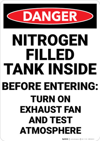 Danger: Nitrogen Filled Tank Inside Turn On Exhaust Fan - Wall Sign ...
