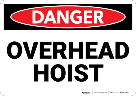 Danger: Overhead Hoist Warning - Wall Sign