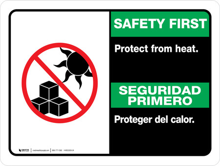 Safety First: Protect From Heat Bilingual Spanish Landscape - Wall Sign