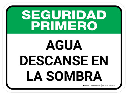 Safety First: Water Rest Shade Spanish Rectangular - Floor Sign ...