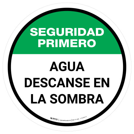 Safety First: Water Rest Shade Spanish Round - Floor Sign | Creative ...