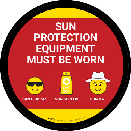 Sun Protection Equipment Must be Worn Round - Floor Sign