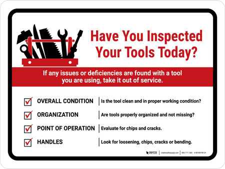 Have you inspected your tools today Landscape - Wall Sign