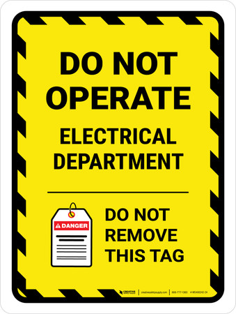 Do Not Operate Electrical Department Portrait - Wall Sign