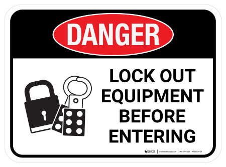 Danger: Lock Out Equipment Before Entering Rectangular - Floor Sign ...