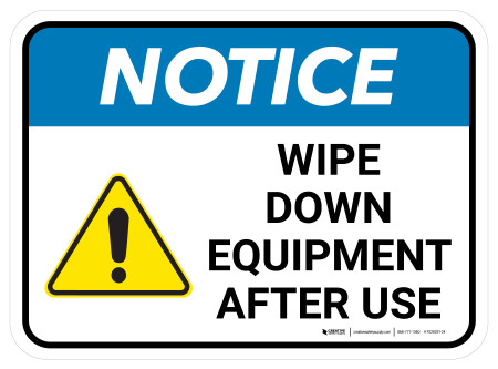 Notice: Wipe Down Equipment After Use Rectangular - Floor Sign ...