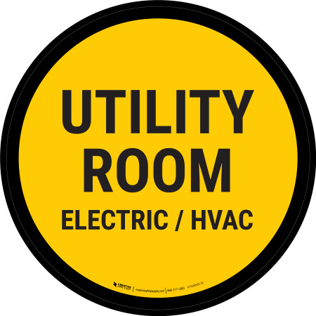 Utility Room Electric Hvac Circular - Floor Sign