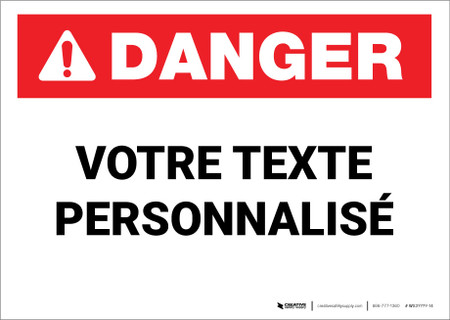 Create Custom ANSI French Danger Label | Creative Safety Supply
