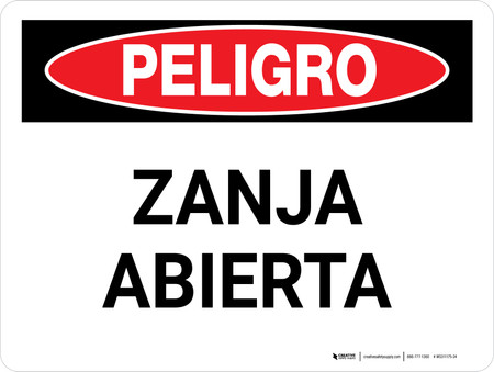 Peligro - Zanja Abierta Horizontal - Wall Sign
