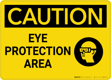 Caution: PPE Eye Protection Area with Graphic - Wall Sign