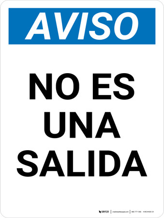 Aviso de Que no es una Salida Vertical - Wall Sign