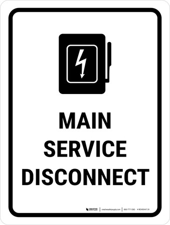 Main Service Disconnect Portrait - Wall Sign