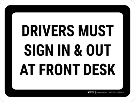 Drivers Must Sign In Landscape - Wall Sign