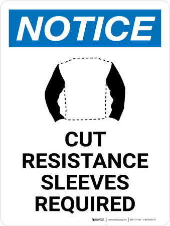 Notice: Cut Resistance Sleeves Required Portrait - Wall Sign