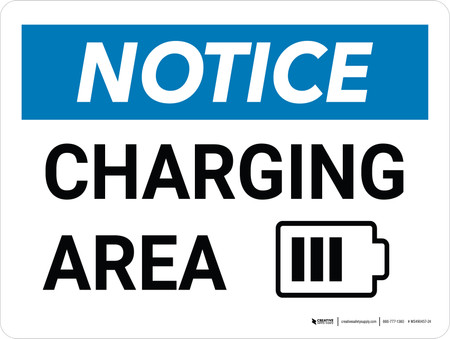 Notice: Charging Area with Icon Landscape - Wall Sign