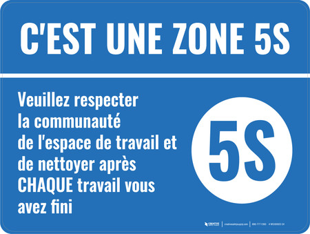 C'est un 5S Zone (This is a 5S Area) Landscape French - Wall Sign ...
