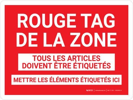 Rouge Tag De La Zone (Red Tag Area) Landscape French - Wall Sign