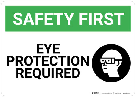 Safety First: Eye Protection Required With Graphic - Wall Sign