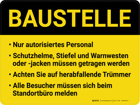 Baustelle (Construction Area) German - Wall Sign