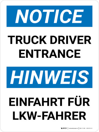 Hinweis - Lkw-Fahrereingang (Notice - Truck Driver Entrance) Bilingual ...