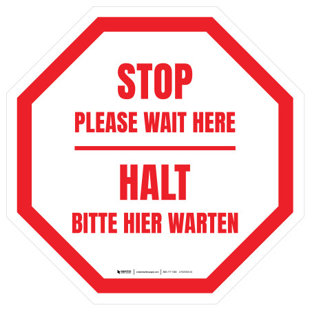HALT - Bitte Hier Warten (STOP - Please Wait Here) Bilingual German ...