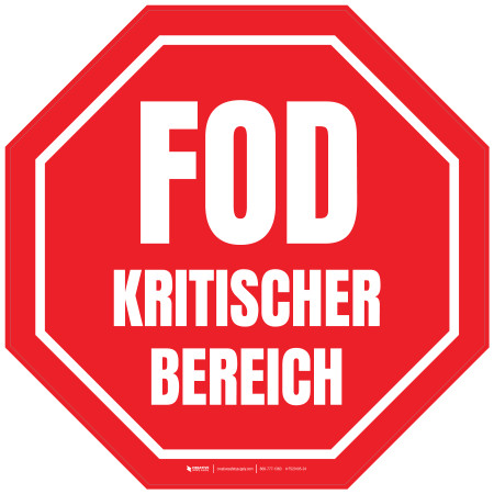 Halt FOD-kritischer Bereich (Stop FOD Critical Area) German - Floor ...