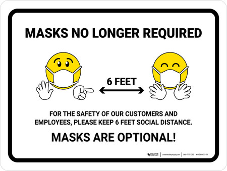 Mask No Longer Required With Emoji Landscape - Wall Sign