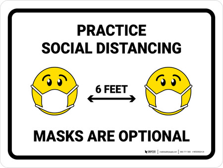 Practice Social Distancing With Emoji Landscape - Wall Sign