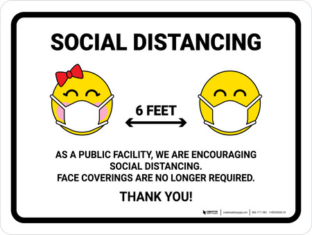 Social Distancing Public Facility With Emoji Landscape - Wall Sign
