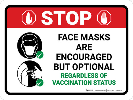 Stop Face Mask Are Encouraged But Optional Landscape - Wall Sign ...