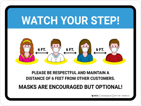 Watch Your Step Mask Encouraged Landscape - Wall Sign