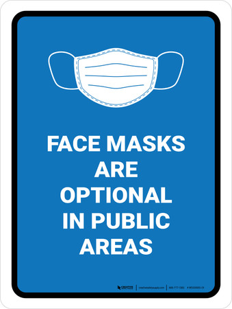 Face Mask Optional In Public Areas Portrait - Wall Sign