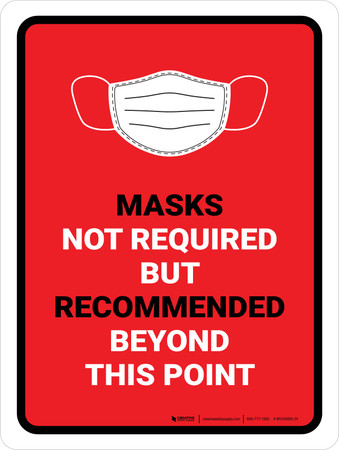 Face Masks Not Required Beyond This Point Red Portrait - Wall Sign ...