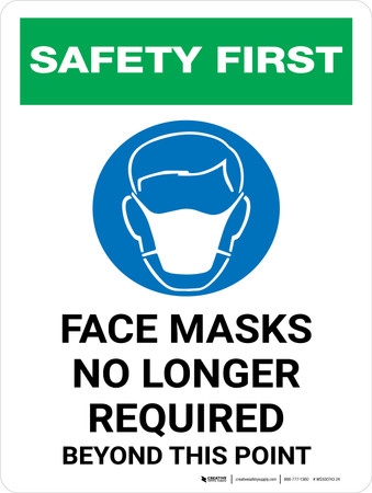 Safety First: Face Masks No Longer Required Portrait - Wall Sign