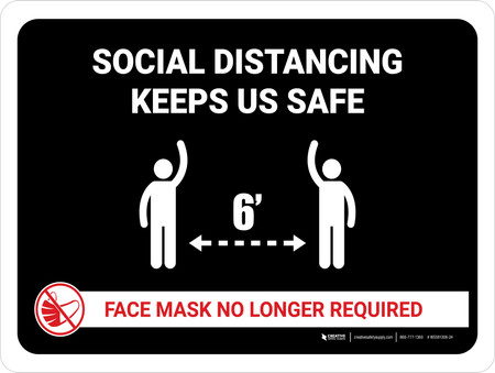 Social Distancing Keeps Us Safe Mask No Longer Landscape - Wall Sign