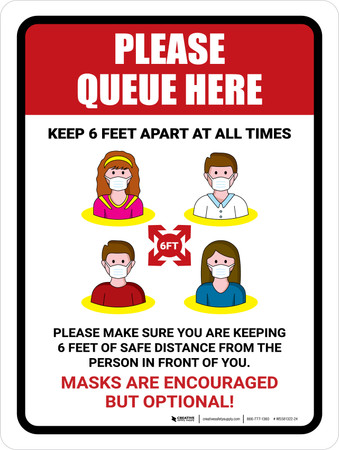 Please Queue Here Portrait - Wall Sign