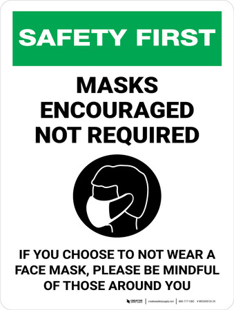 Safety First: Masks Encouraged Not Required - Please Be Mindful of ...