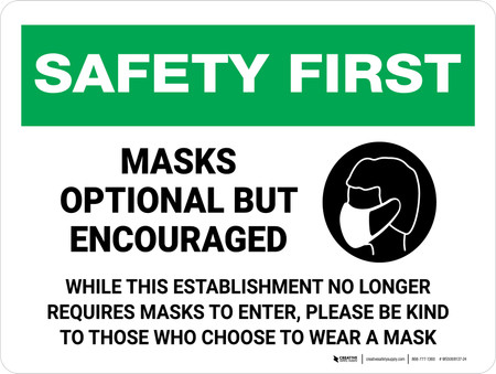 Safety First: Masks Optional But Encouraged - Please be Kind to Those ...