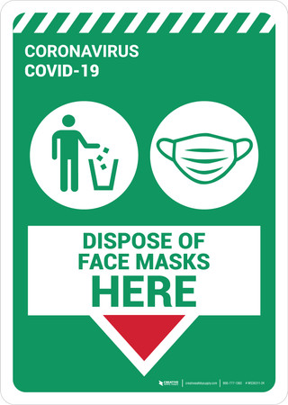 Dispose of Face Masks Here Portrait - Wall Sign