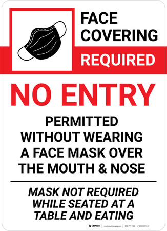 Face Covering Required - No Entry Permitted Without Wearing a Mask with ...